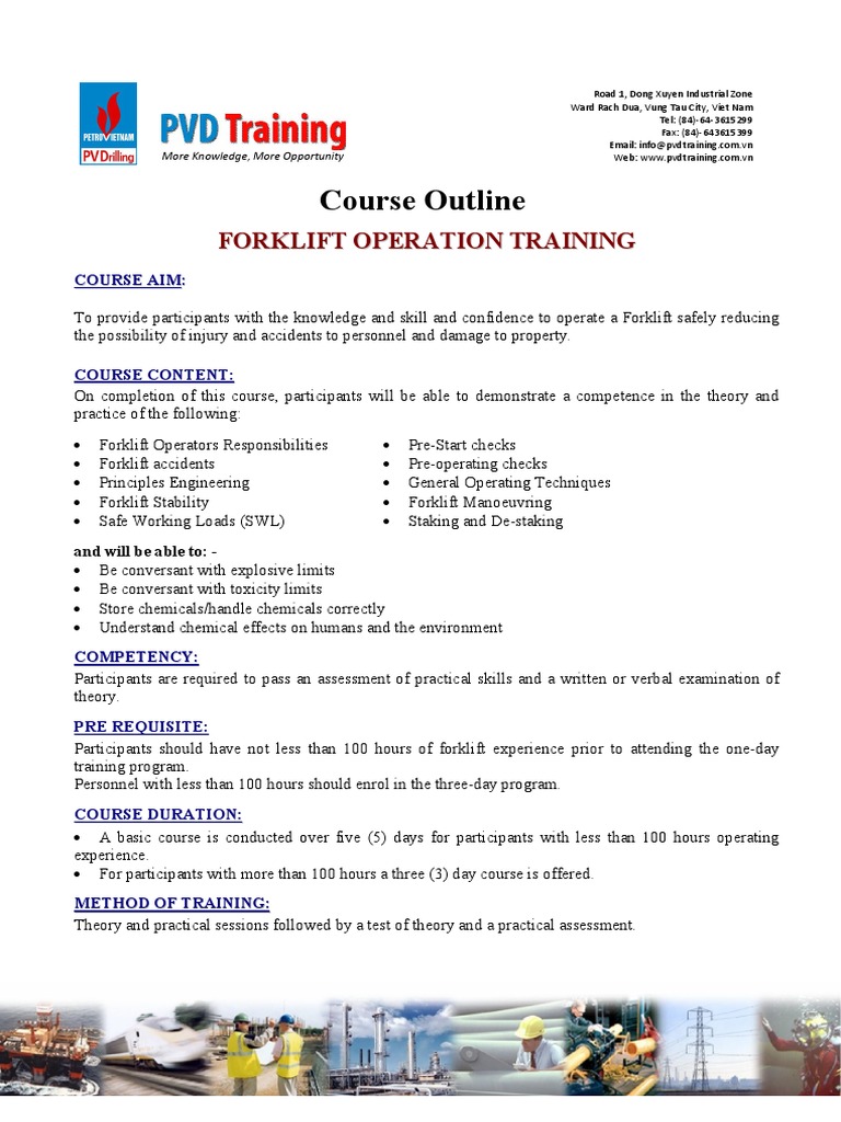 FORKLIFT COURSE OUTLINE (New) | PDF