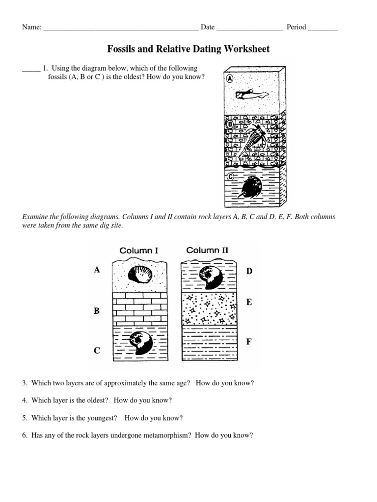 Fossils and Relative Dating Worksheet | PDF | Science & Mathematics