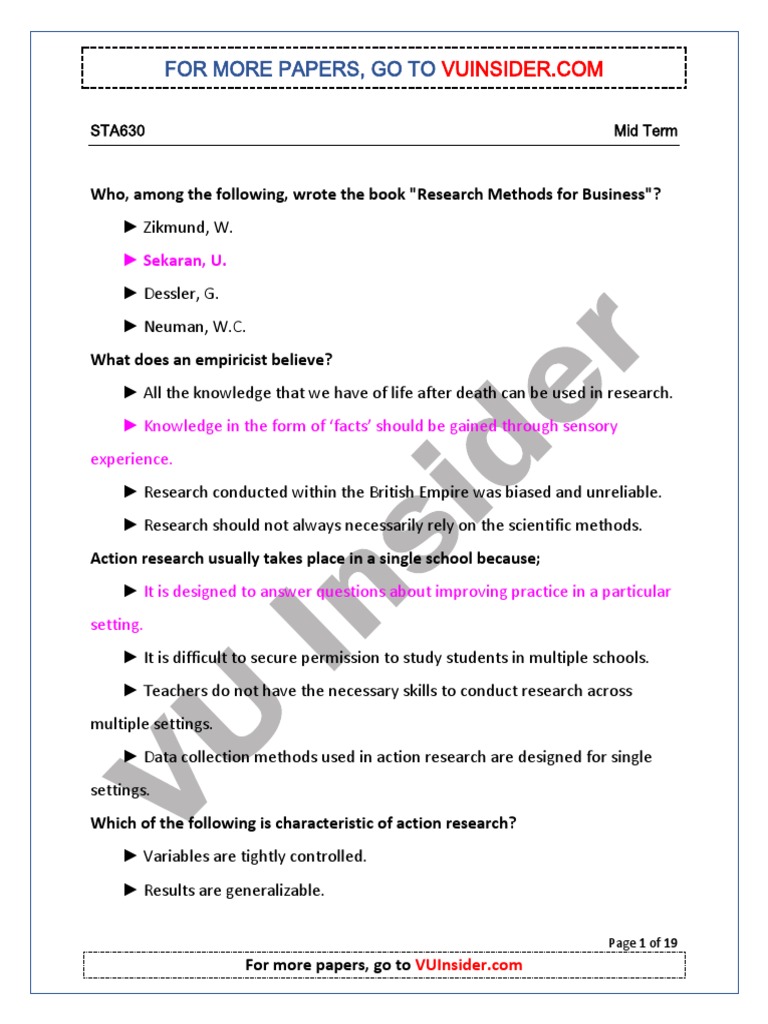 STA630 Mid Term Past Papers Mega File | PDF | Hypothesis | Validity ... STA630 Mid Term Past Papers Mega File | PDF | Hypothesis | Validity ...