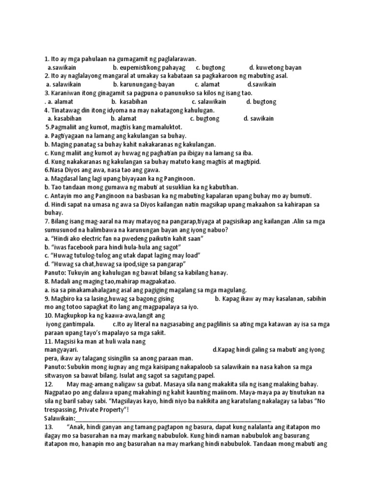 Unang Markahang Pagsusulit | PDF