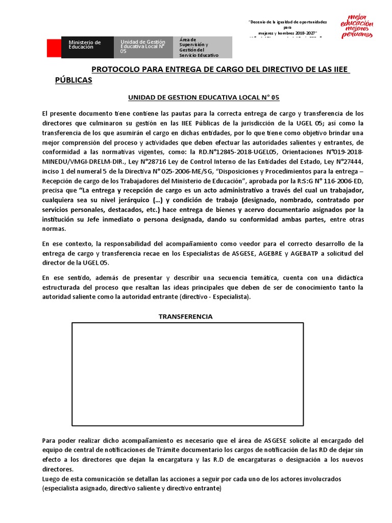 Protocolo Entrega de Cargo Directivo | PDF