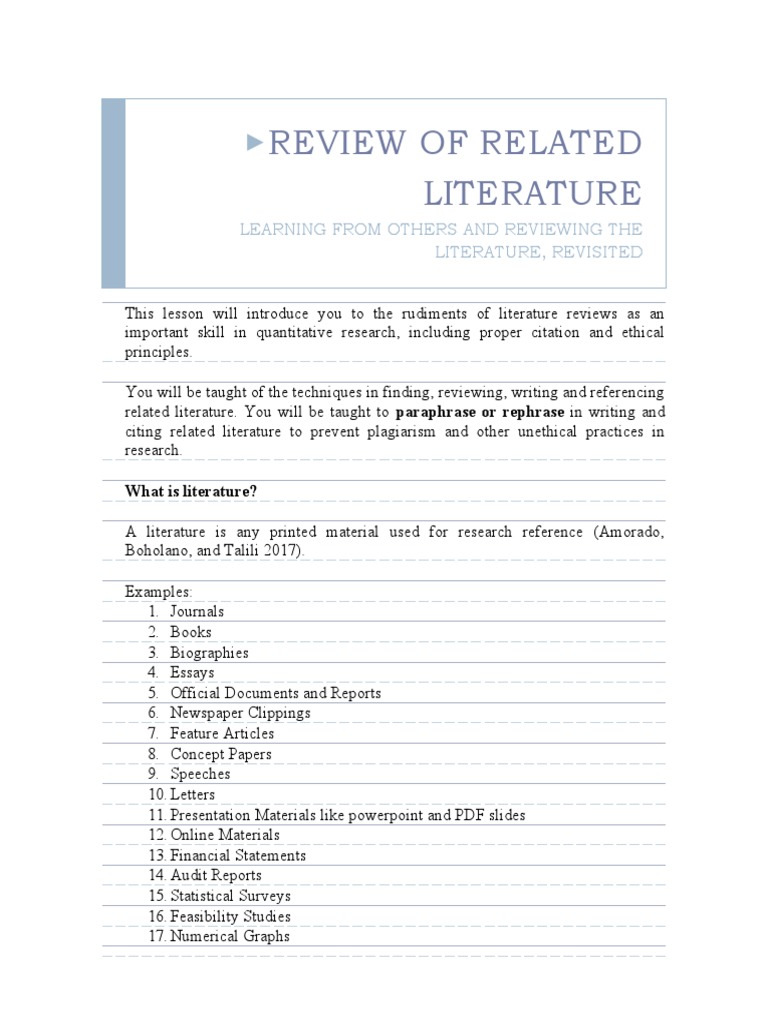 RRL Activity | PDF | Citation | Apa Style