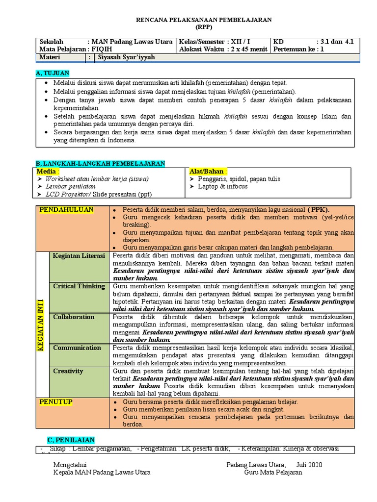 RPP FIQIH KELAS XII Ganjil | PDF | Sains & Matematika