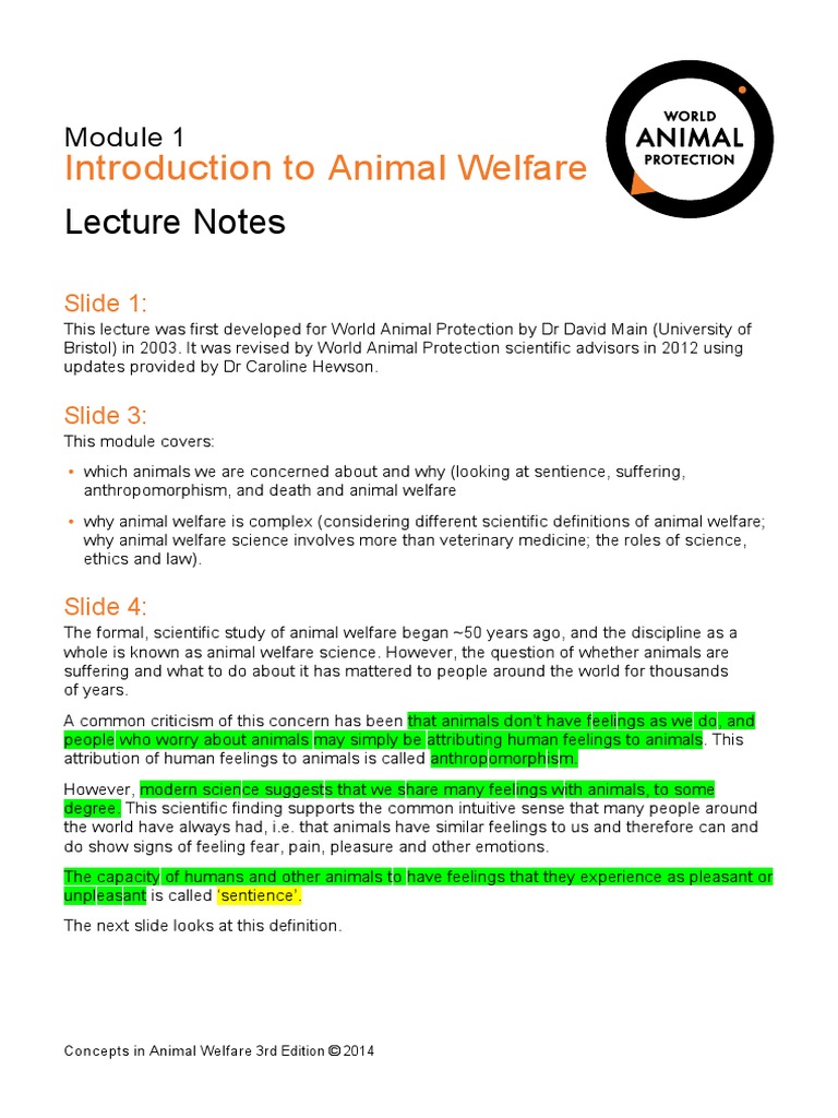 Introduction To Animal Welfare | PDF | Animal Welfare | Veterinary Medicine