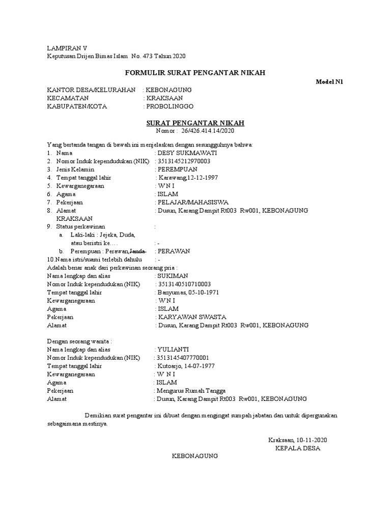 Surat Nikah Desy Sukmawati | PDF