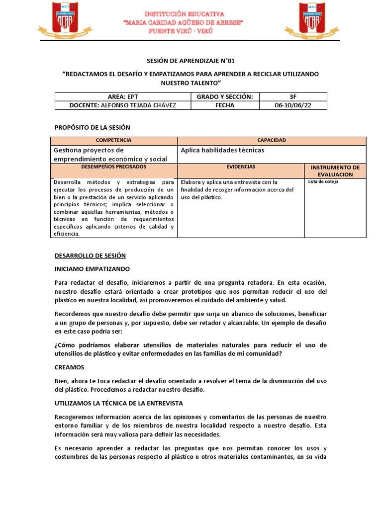 Sesion 01 Ept | PDF | El plastico | Residuos