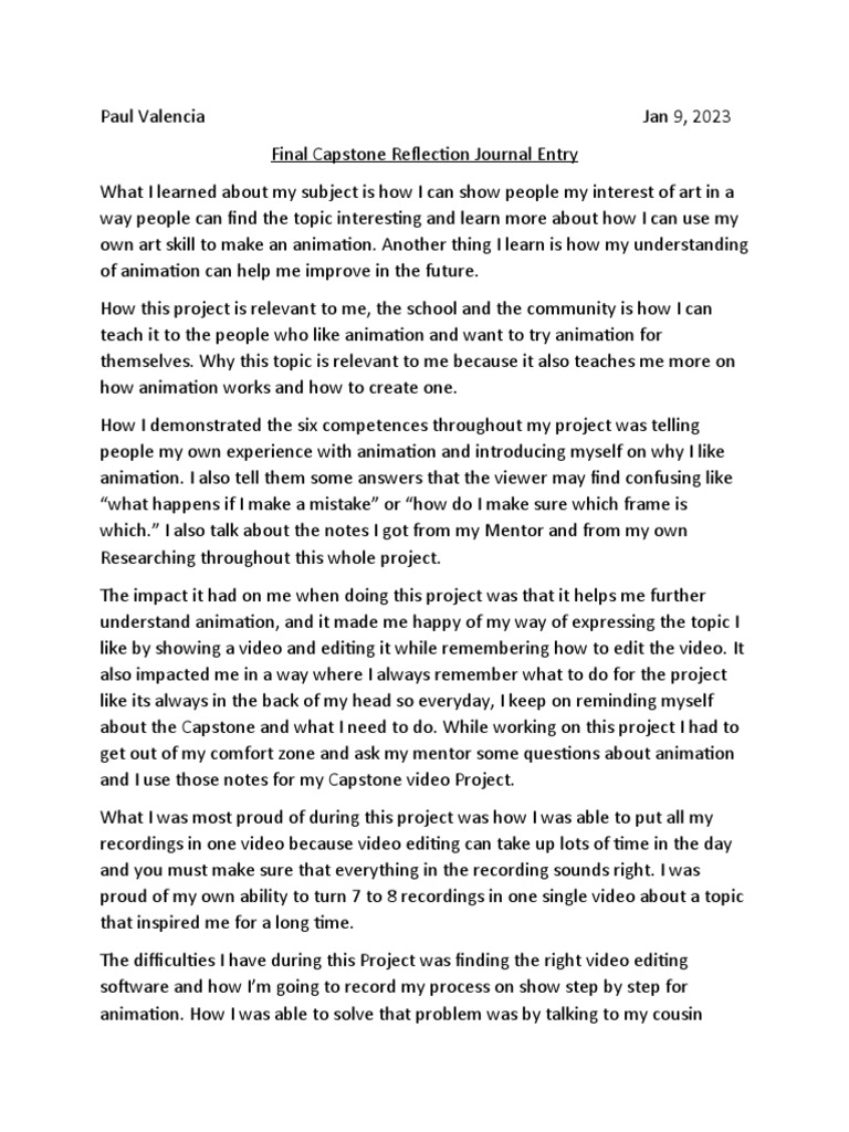 Final Capstone Reflection Journal | PDF | Cognition