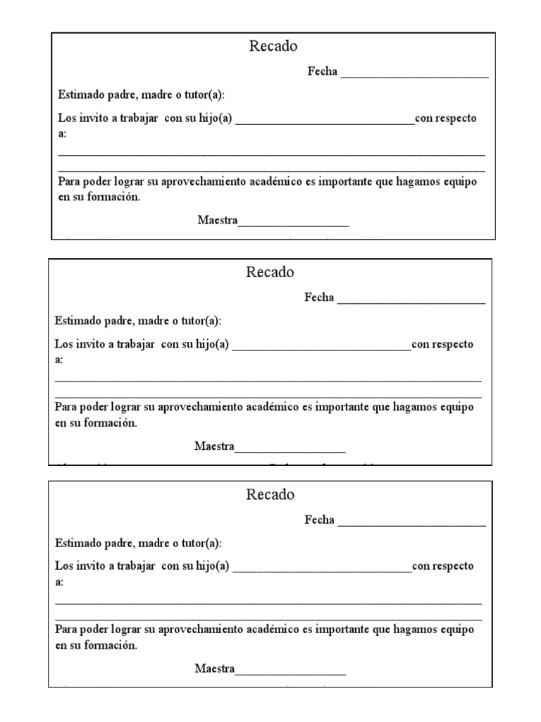 Ejemplo de Recado Escolar | PDF | Crecimiento personal y profesional