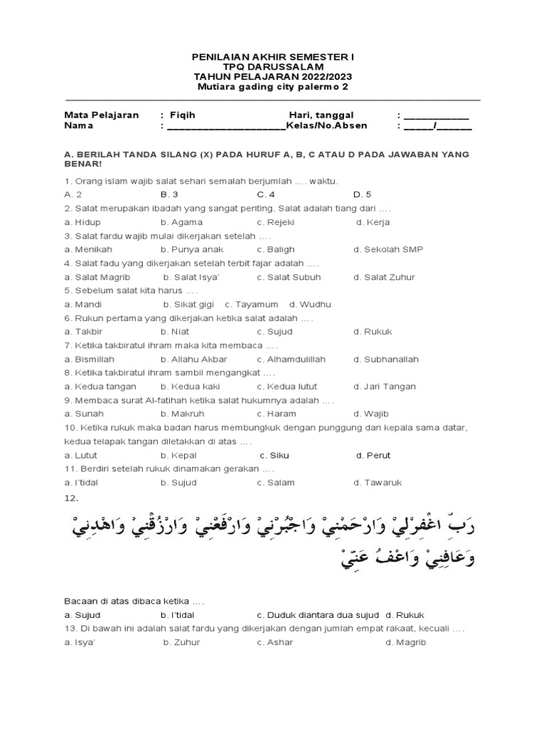 Soal Fiqih Pdf