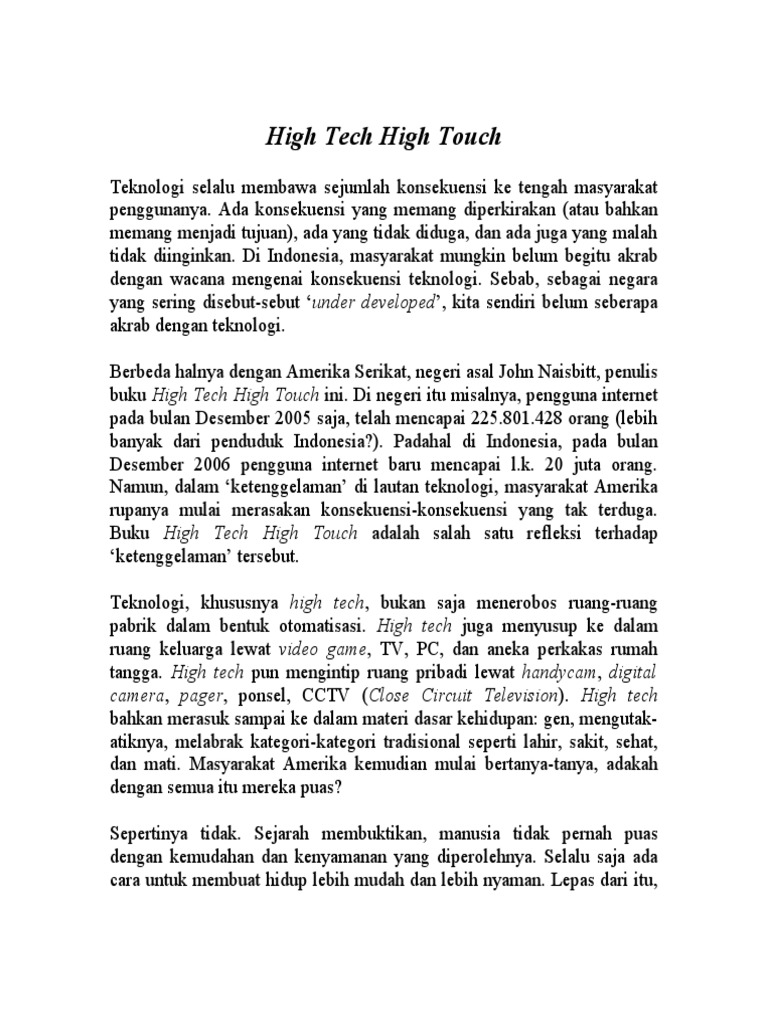 High Tech High Touch | PDF