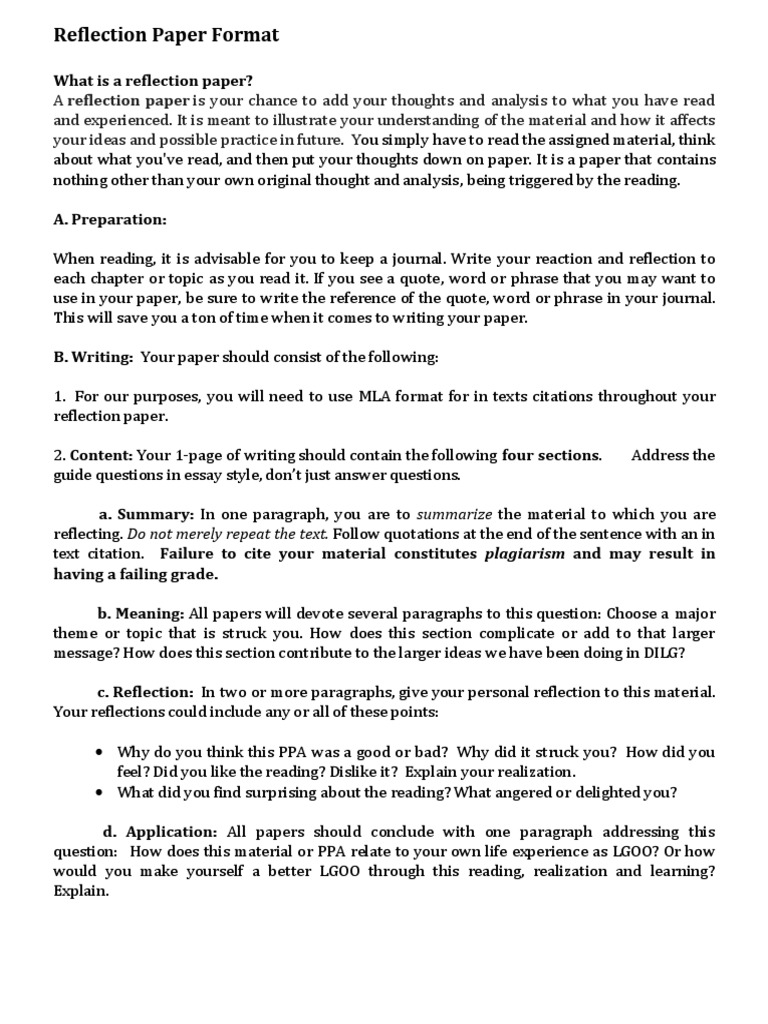 Reflection Paper Format | PDF | Career & Growth