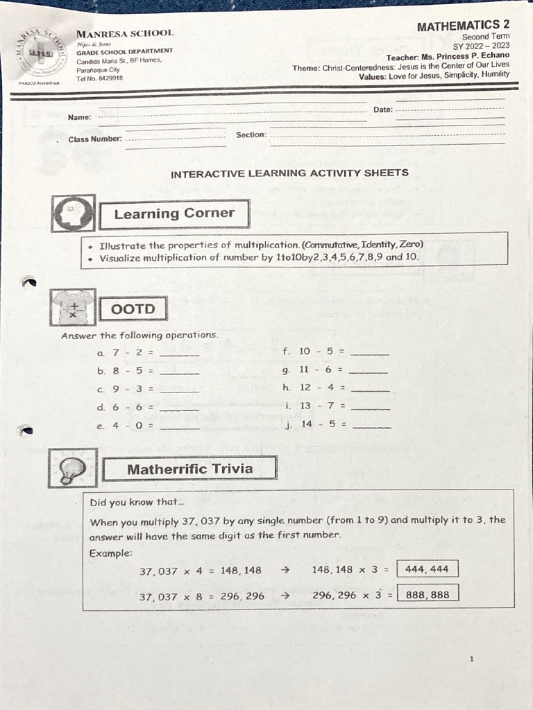 MATH ILAS PP 1 To 11 Part 1 of 2 | PDF