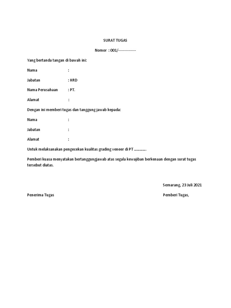 Draft Surat Tugas Pdf
