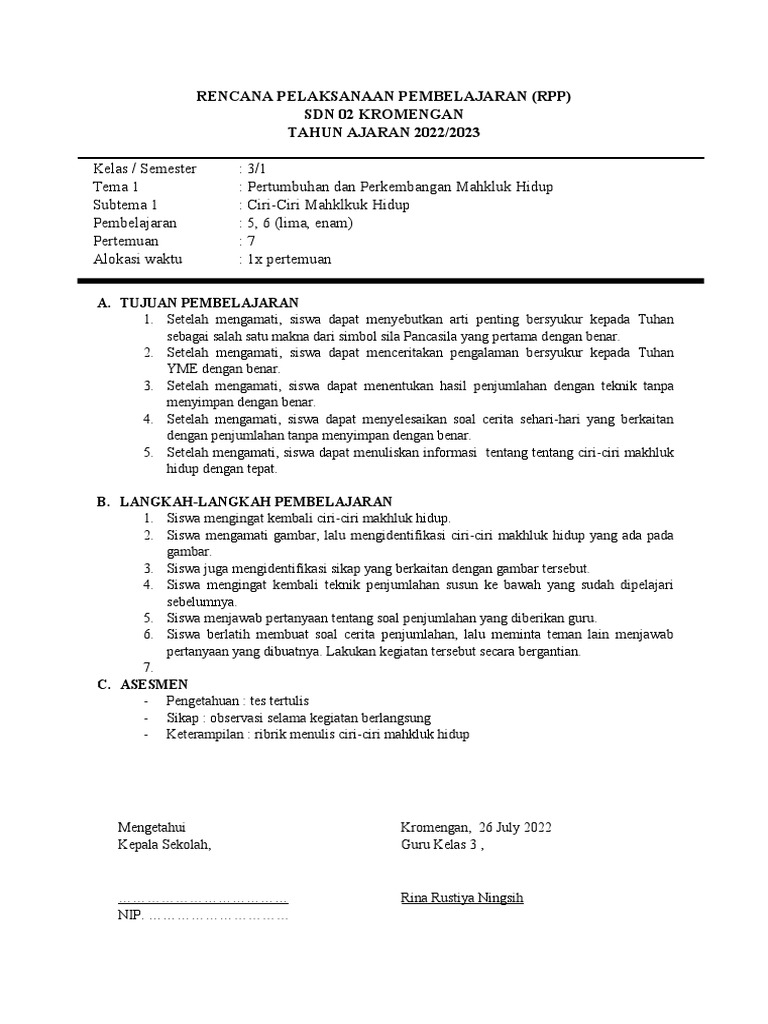 Tema 1 Subtema 1 PB 5 6 - RPP | PDF