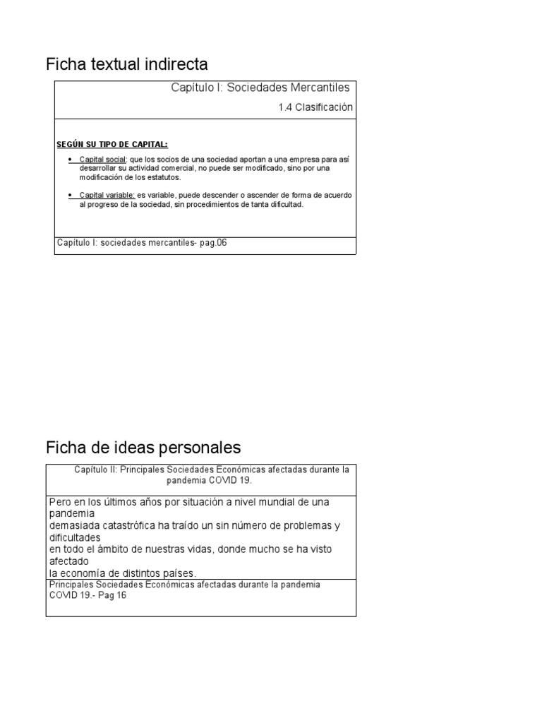 Ficha Textual Indirecta - Ideas Personales Josue | PDF
