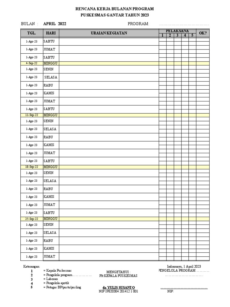 Rencana Program Bulanan 2022 | PDF