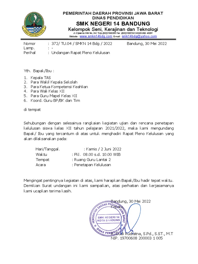 Undangan Rapat Pleno Kelulusan Pdf