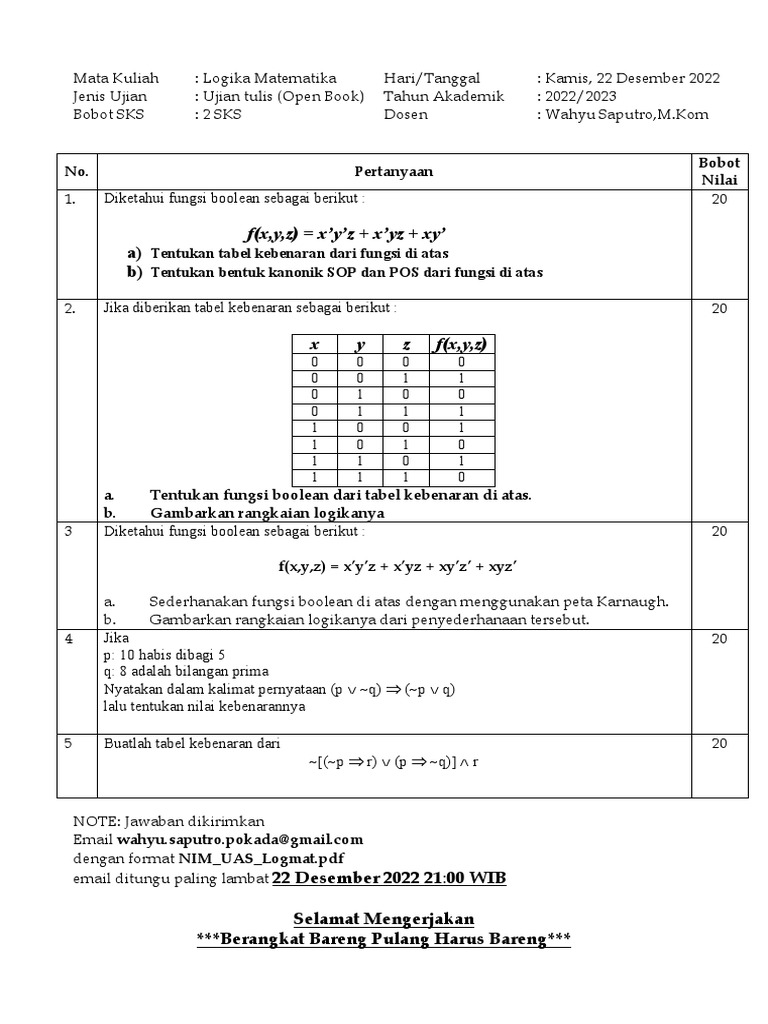 Soal UAS Logmat | PDF