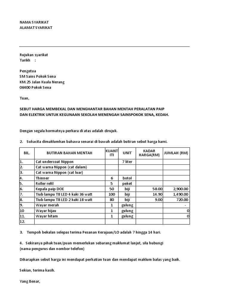 BQ Bahan Mentah Letrik Garaj Bas | PDF