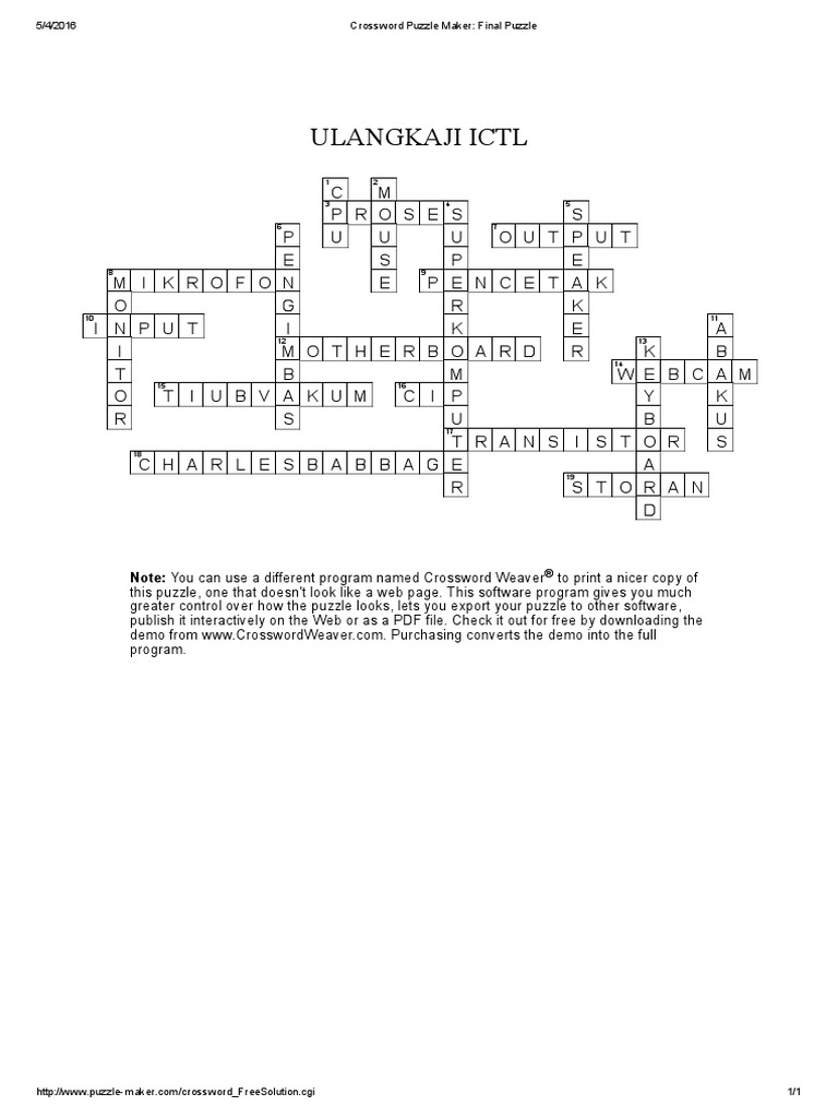 Crossword Puzzle Maker - Final PuzzleAnswer | PDF | Application ...