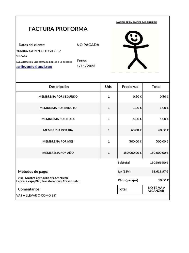 Factura Proforma Excel | PDF