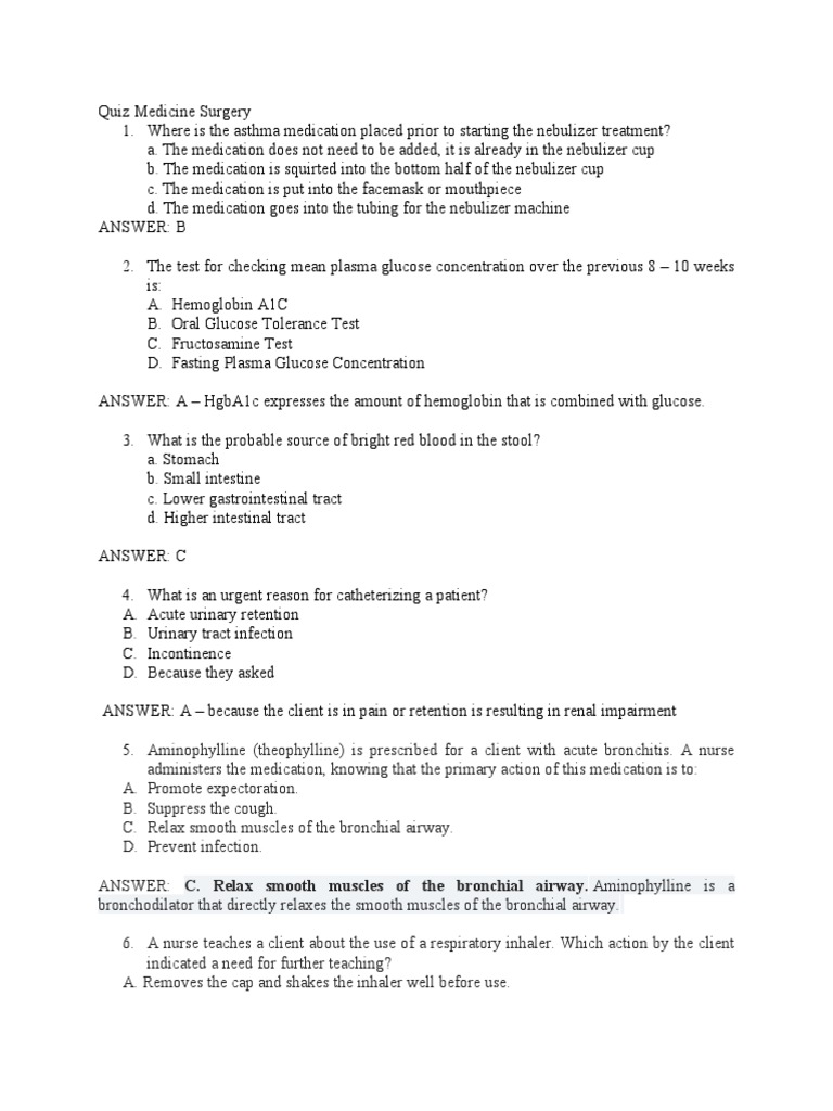 Quiz Medicine Surgery | PDF | Hemodialysis | Clinical Medicine