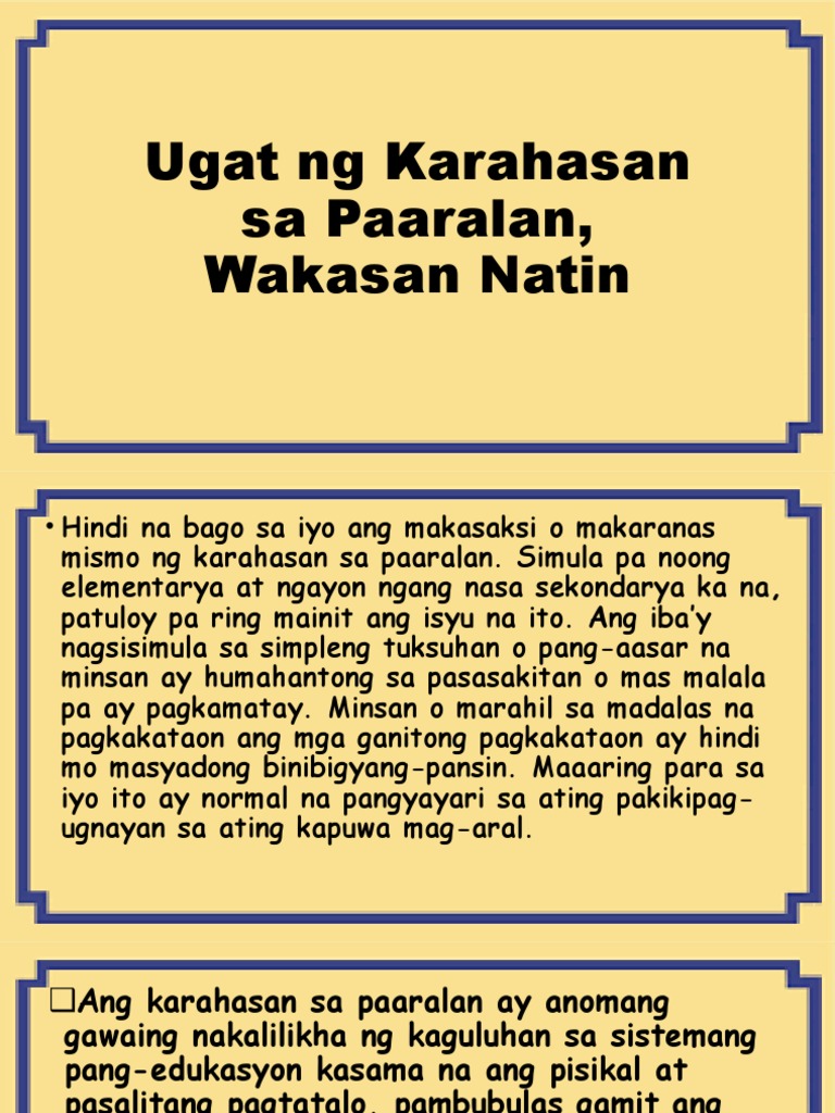 Q4 3 Ugat NG Karahasan Sa Paaralan, Wakasan Natin | PDF