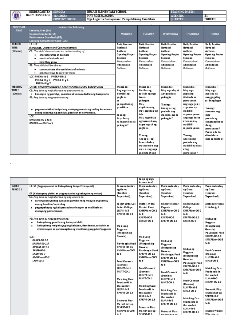 DLL Kinder Q4 W1 | PDF