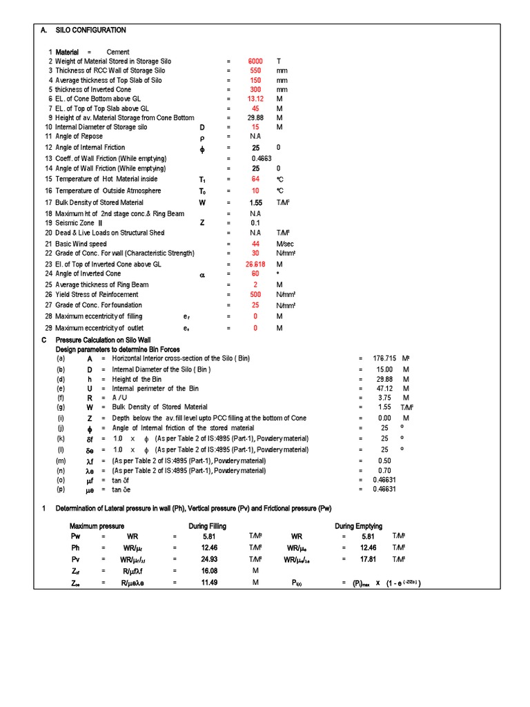 Cement Silo Design As Per Is | PDF | Friction | Stress (Mechanics)
