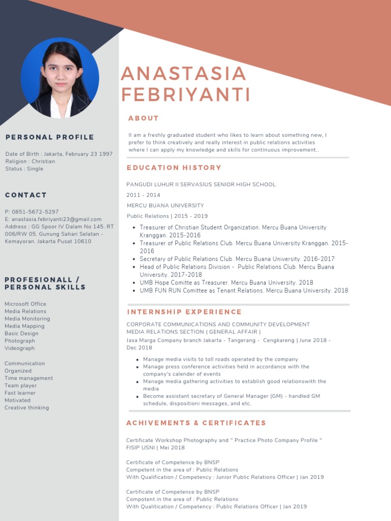 CV Anastasia Febriyanti | PDF | Cognitive Science | Behavior Modification