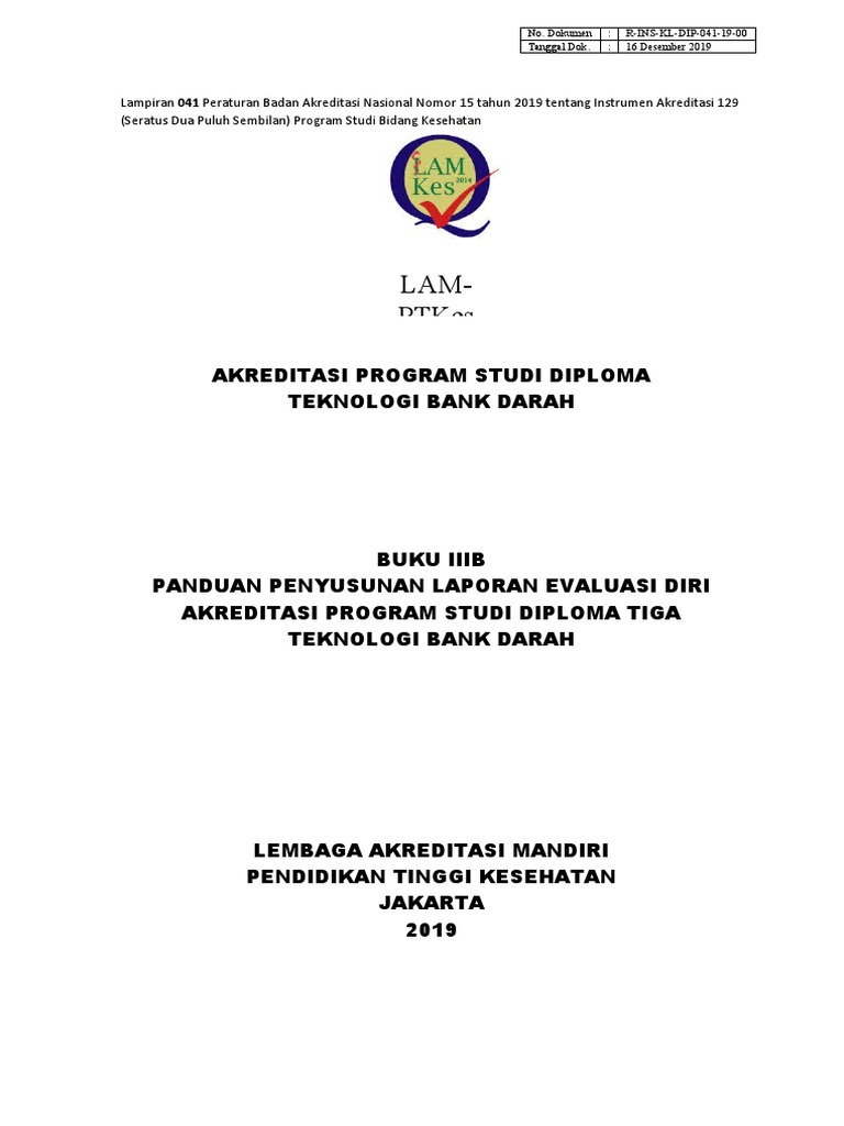 Buku 3B - Panduan Penyusunan LED Akreditasi-DIII Teknologi Bank Darah | PDF