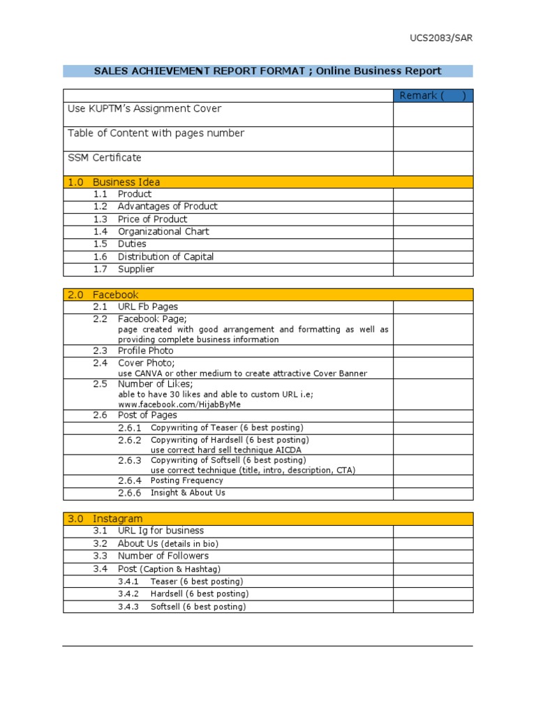 Sales Achievement Report (Format) | PDF | Marketing | Microeconomics