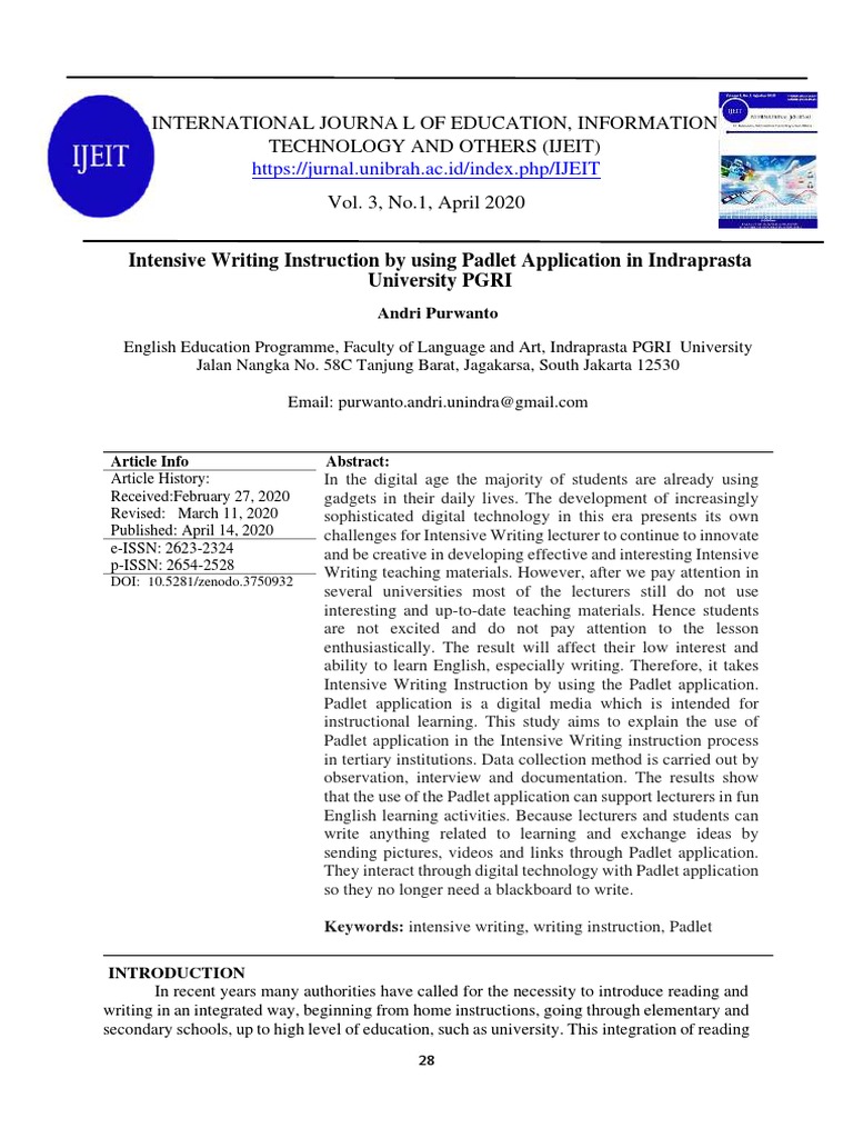 Intensive Writing Instruction by Using Padlet | PDF | Teaching Method ...