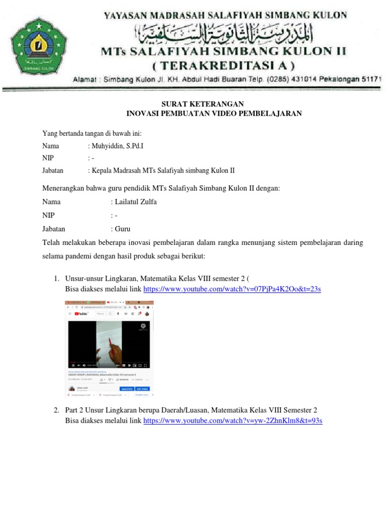 SK Inovasi Dan Laporan PTK | PDF