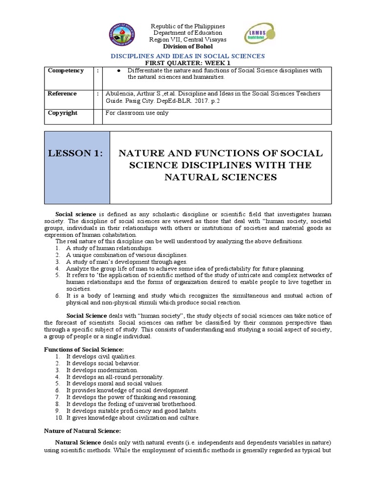 SHS Humss Diss Q1 WK1 | PDF | Science | Natural Sciences