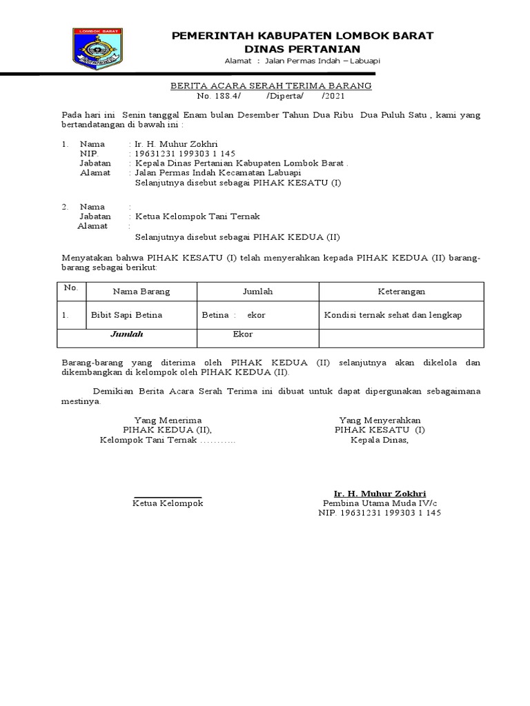 Berita Acara Serah Terima Pdf