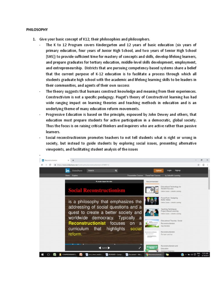 Reviewer Comprehensive Exam Foundation | PDF | Constructivism ...