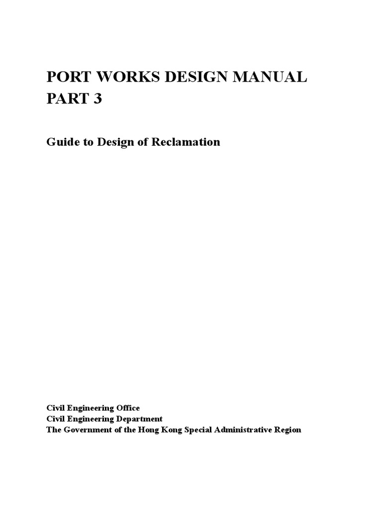 CEDD - Port Works Design Manual - Part 3 - Guide To Design of Reclamation | PDF | Drainage ...