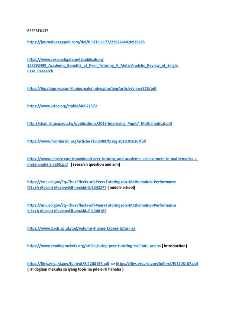 REFERENCES | PDF | Learning Disability | Mathematics