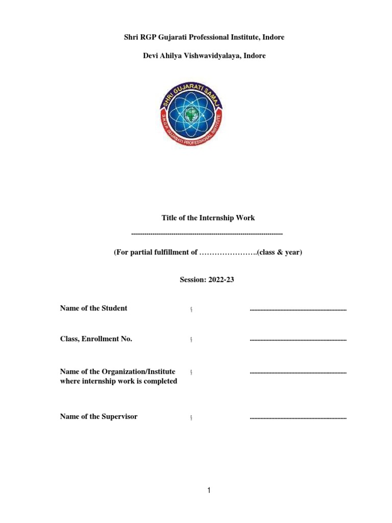 Internship Report Format 2022-23 | PDF | Internship | Job Hunting