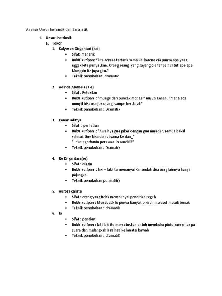 Analisis Unsur Instrinsik Dan Ekstrinsik | PDF | Dewasa Muda | Fiksi Umum