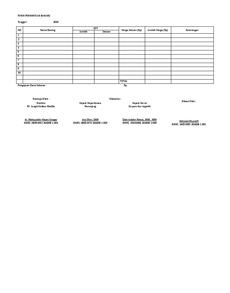 Form Permintaan Barang | PDF
