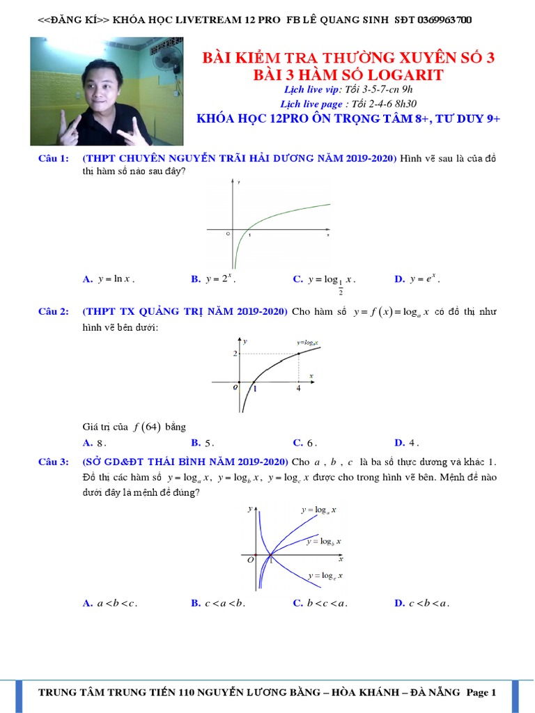 2k5 đề kiểm tra thường xuyên bài 3 hàm số logarit | PDF