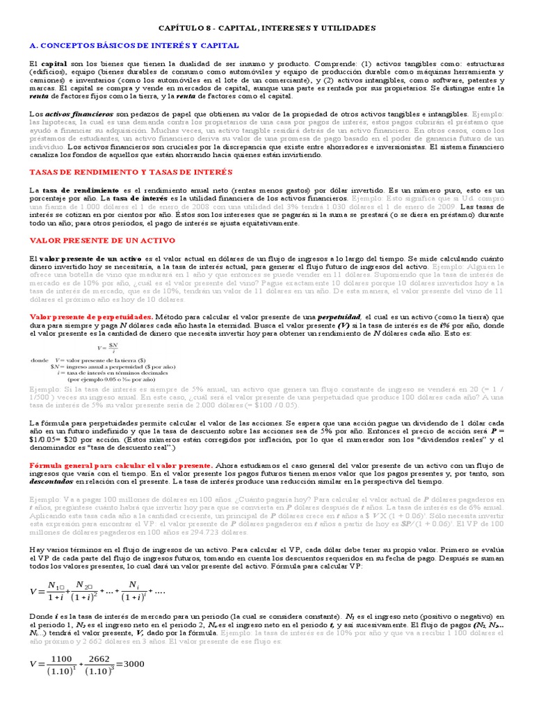 Capítulo 8 Samuelson | PDF | Interés | Capital (economía)