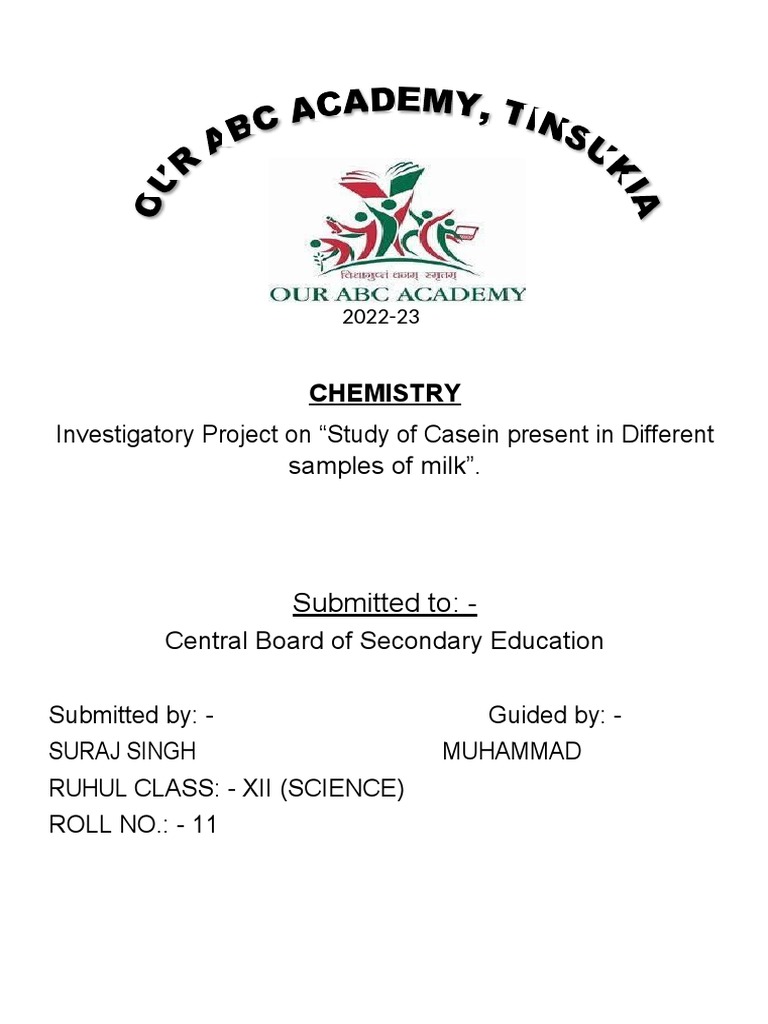 Chemistry Investigatory Project (Final) | PDF | Milk | Nutrition