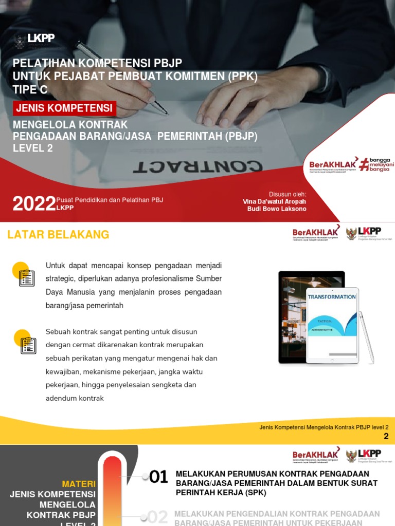 Slide Modul JK Mengelola Kontrak PBJP Level 2 - PPK Tipe C | PDF
