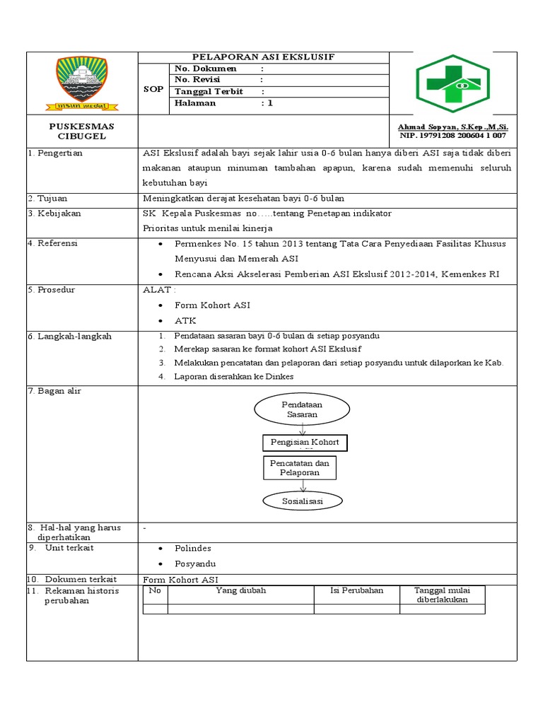 SOP Pelaporan ASI Ekslusif | PDF