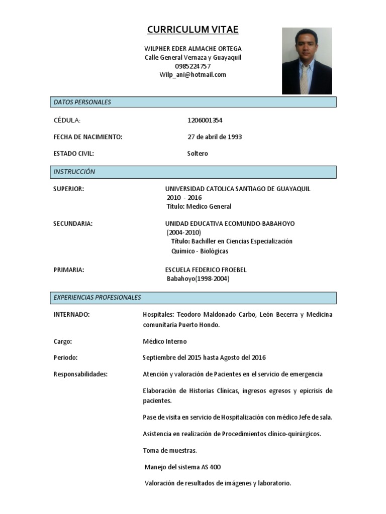 Hoja de Vida DR Almache Wilpher 2021 | PDF | Hospital | Medicina Familiar Hoja de Vida DR Almache Wilpher 2021 | PDF | Hospital | Medicina Familiar