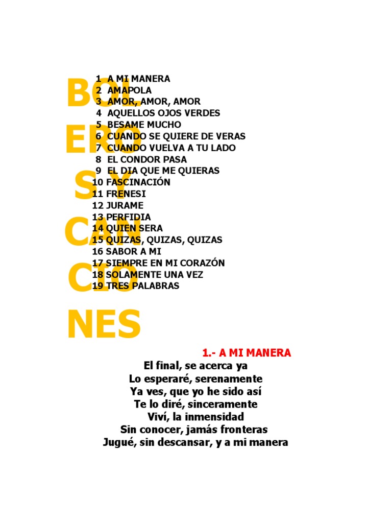 Letras de Boleros Clásicos | PDF | Individual