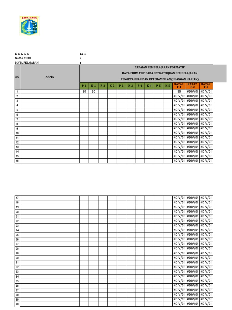 Format Nilai Kurikulum Merdeka SD | PDF